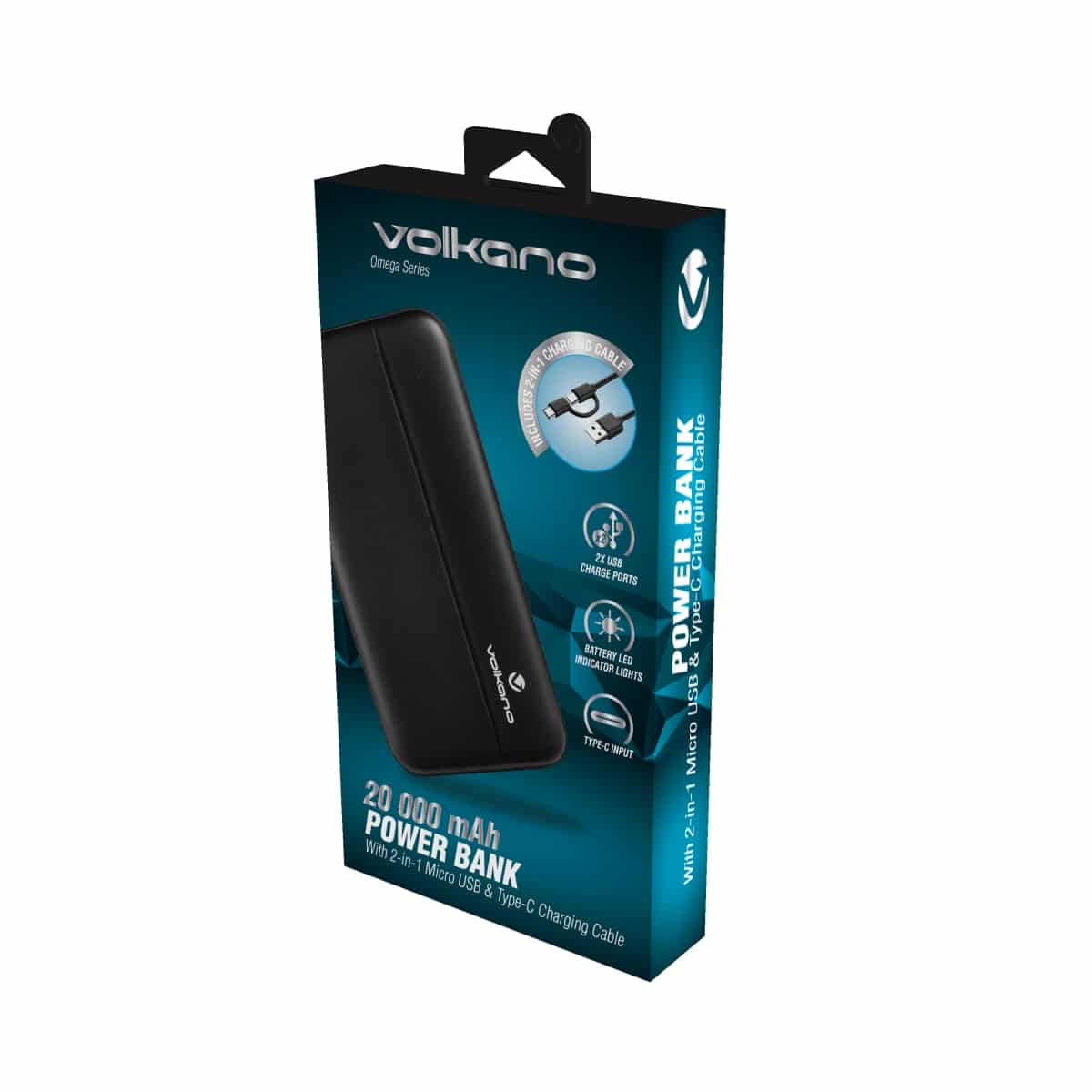 Volkano Omega Series 20000 mAh Powerbank – packaging - Powerbanks.co.za